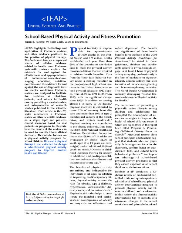 (PDF) School-Based Physical Activity and Fitness Promotion