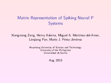 (PDF) Matrix Representation of Spiking Neural P Systems