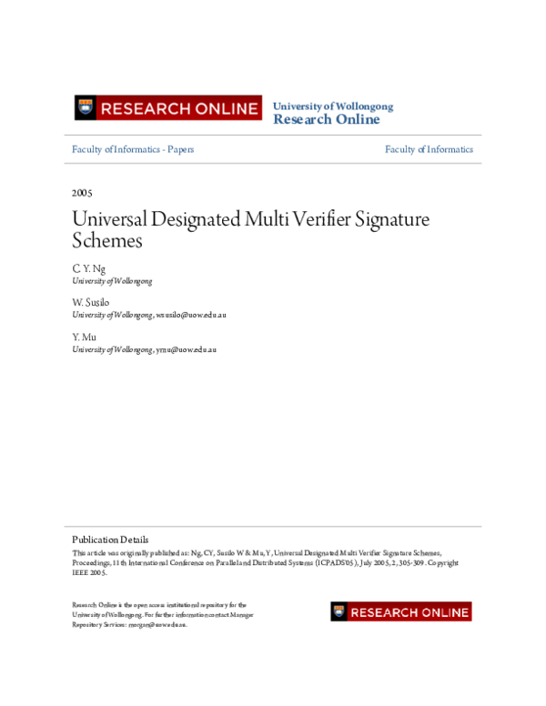 (PDF) Universal Designated Multi Verifier Signature Schemes