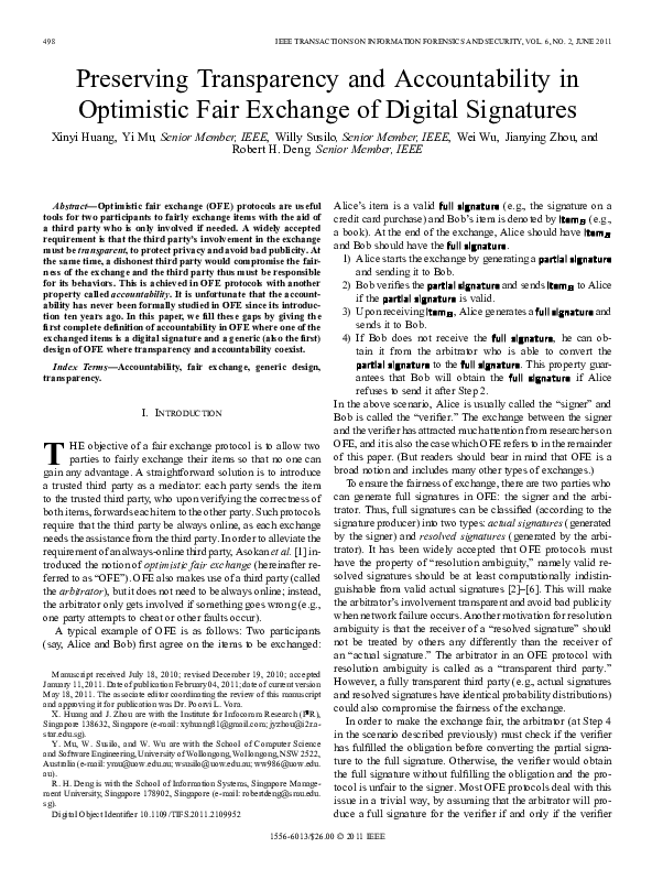 (PDF) Preserving Transparency and Accountability in Optimistic Fair ...