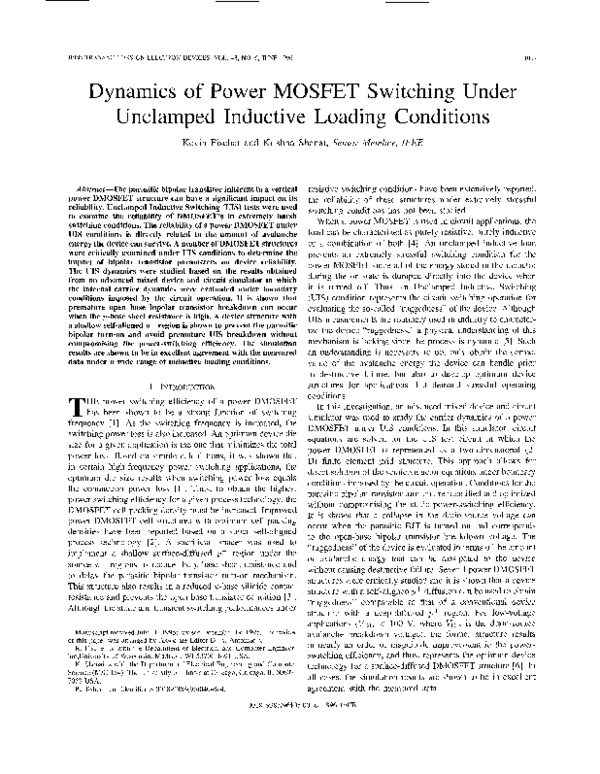 (PDF) Dynamics of power MOSFET switching under unclamped inductive ...