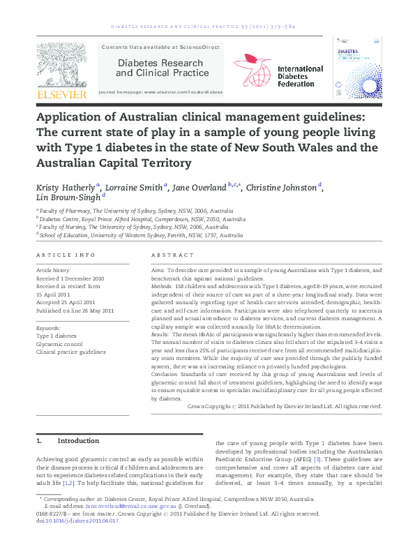 (PDF) Application of Australian clinical management guidelines: The ...