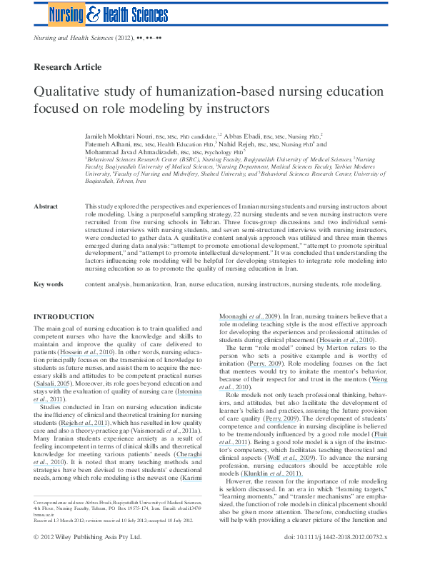 (PDF) Qualitative study of humanization-based nursing education focused ...