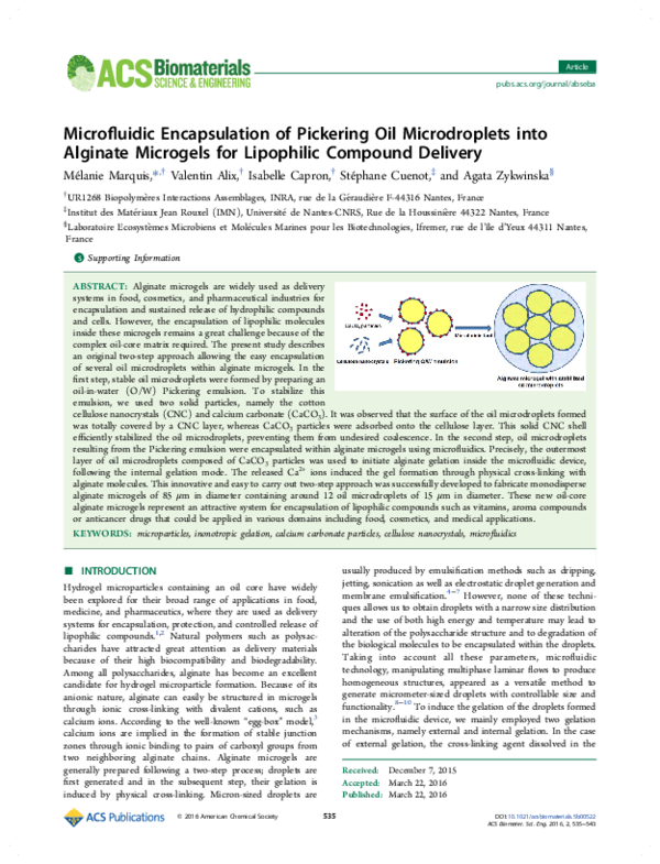 (PDF) Microfluidic Encapsulation of Pickering Oil Microdroplets into ...