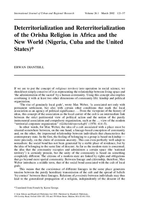 (PDF) Deterritorialization and Reterritorialization of the Orisha ...