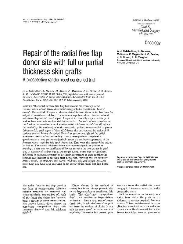 (PDF) Repair of the radial free flap donor site with full or partial ...