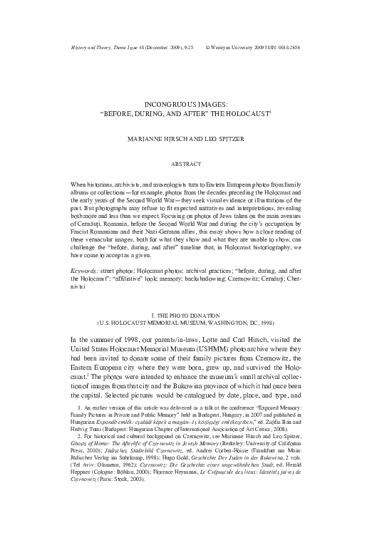 (PDF) INCONGRUOUS IMAGES: â BEFORE, DURING, AND AFTERâ THE HOLOCAUST