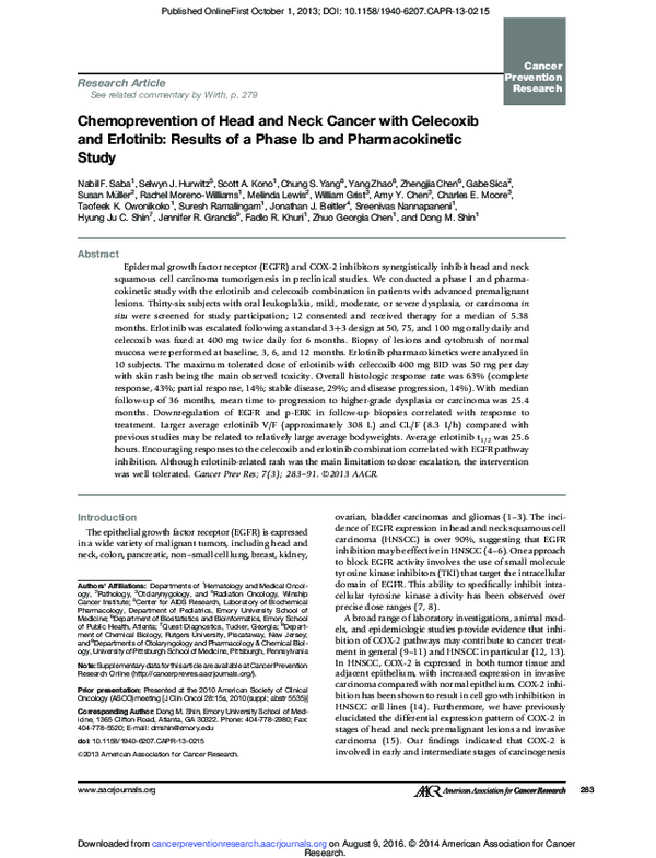 (PDF) Chemoprevention of Head and Neck Cancer with Celecoxib and ...