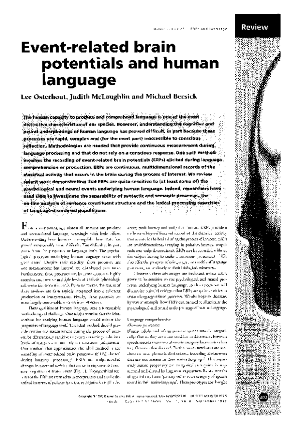 (PDF) Event-related brain potentials and human language