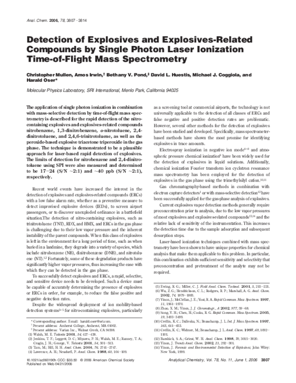 Pdf Detection Of Explosives And Explosives Related Compounds By Single Photon Laser Ionization