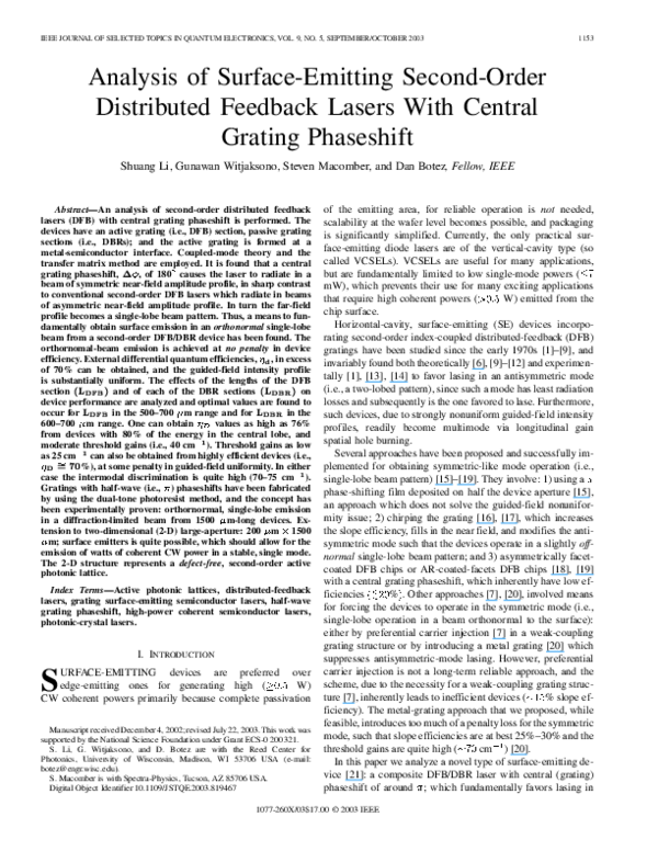 (PDF) Analysis of surface-emitting second-order distributed feedback ...