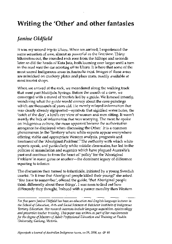 (PDF) Writing the other and other fantasies