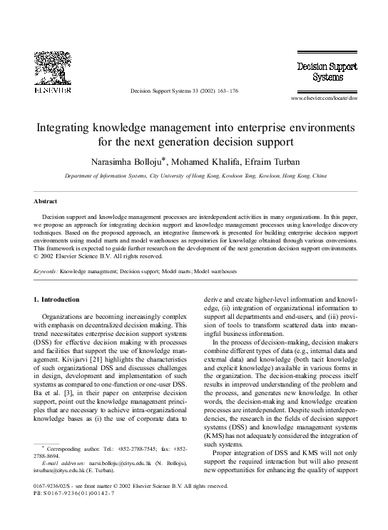 (PDF) Integrating knowledge management into enterprise environments for the next generation ...