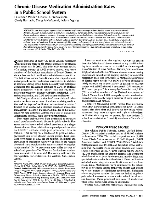(PDF) Chronic Disease Medication Administration Rates in a Public ...