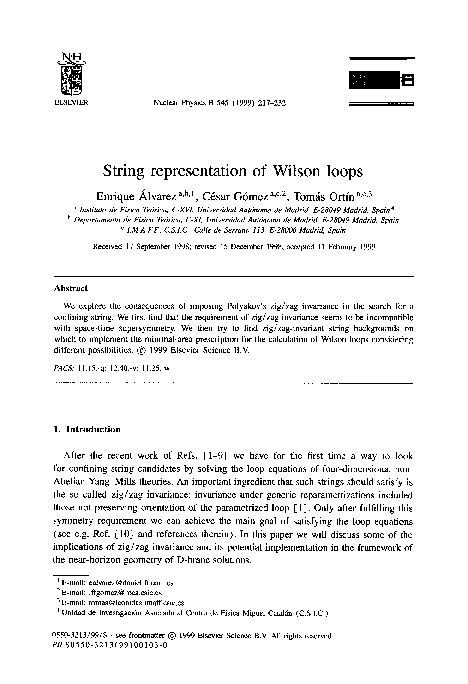 (PDF) String Representation of Wilson Loops