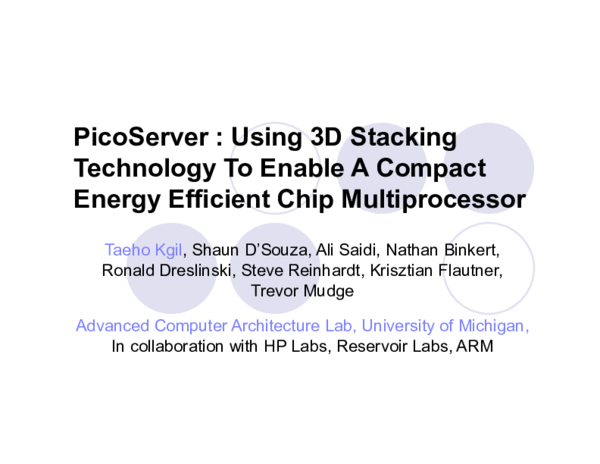 (PDF) PicoServer: using 3D stacking technology to enable a compact ...