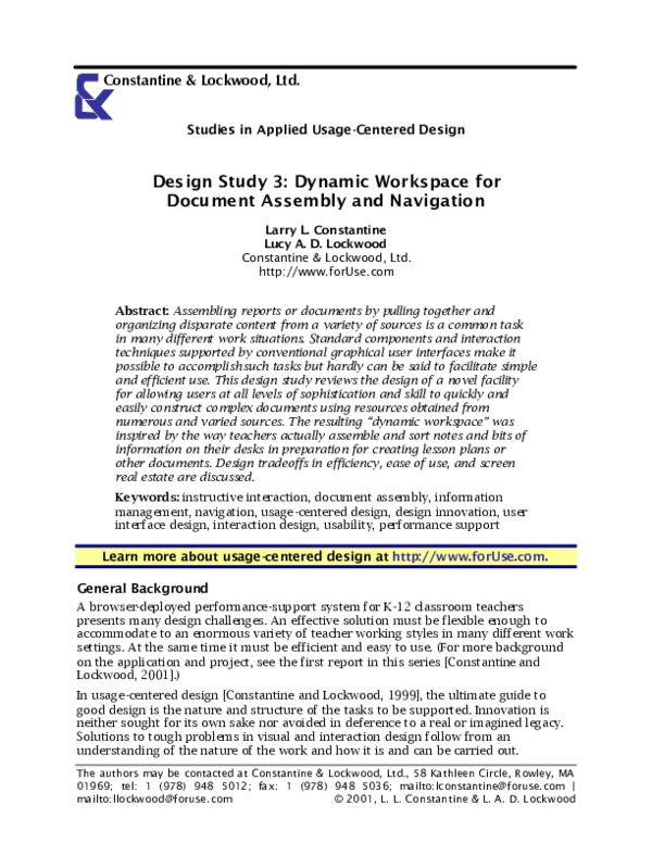(PDF) Design Study 3: Dynamic Workspace for Document Assembly and ...
