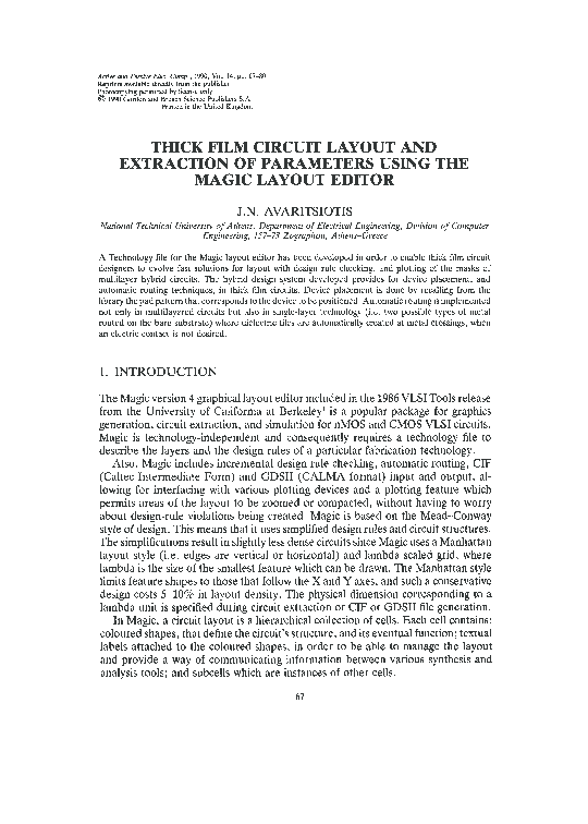(PDF) Thick Film Circuit Layout and Extraction of Parameters Using The ...