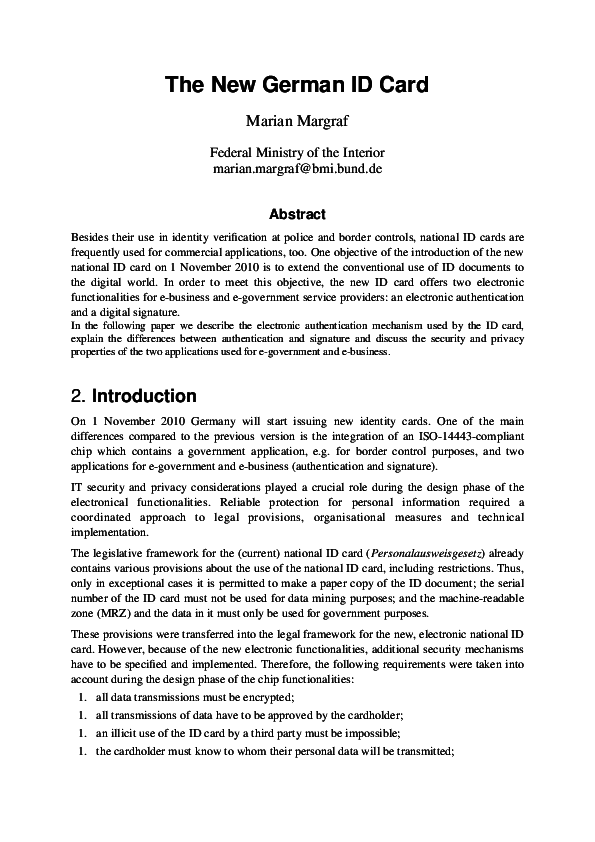 (PDF) The New German ID Card