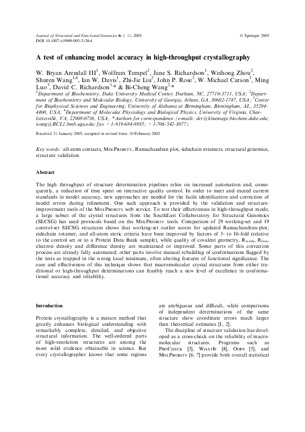 (PDF) A test of enhancing model accuracy in high-throughput crystallography