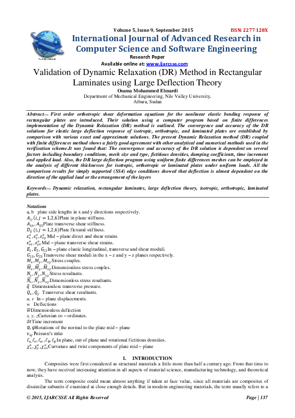 (PDF) Validation of Dynamic Relaxation (DR) Method in Rectangular ...
