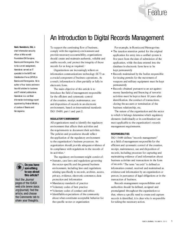 (PDF) An Introduction to Digital Records Management