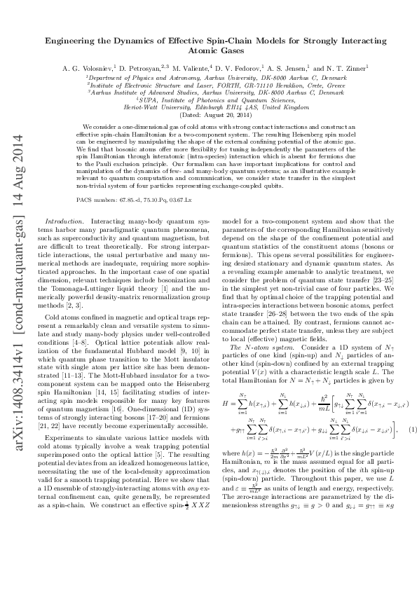(PDF) Engineering the dynamics of effective spin-chain models for strongly interacting atomic gases