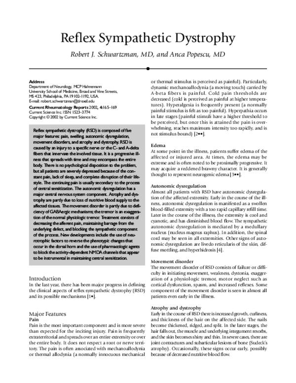 (PDF) Reflex sympathetic dystrophy