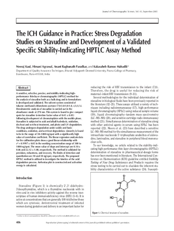 (PDF) The ICH guidance in practice: stress degradation studies on ...