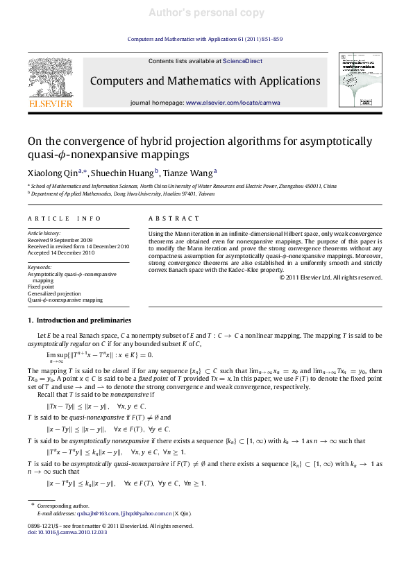 (PDF) On the convergence of hybrid projection algorithms for asymptotically quasi-ϕ-nonexpansive ...