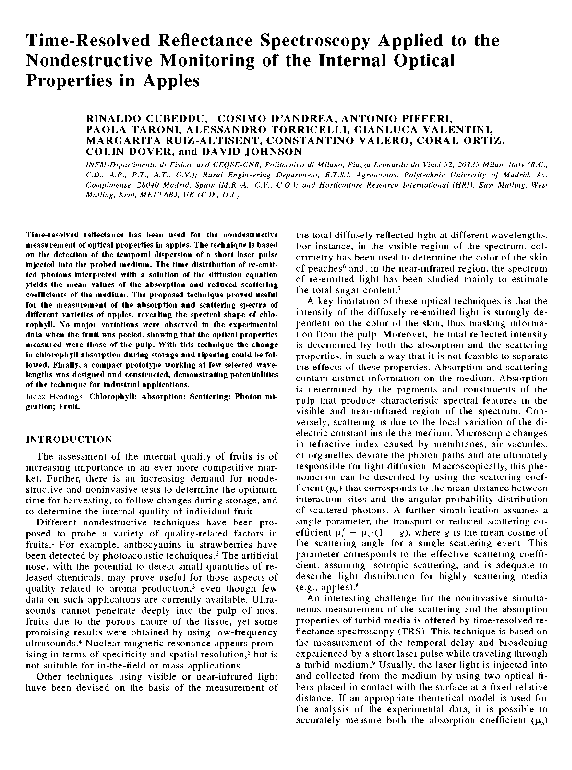 (PDF) Time-Resolved Reflectance Spectroscopy Applied to the ...