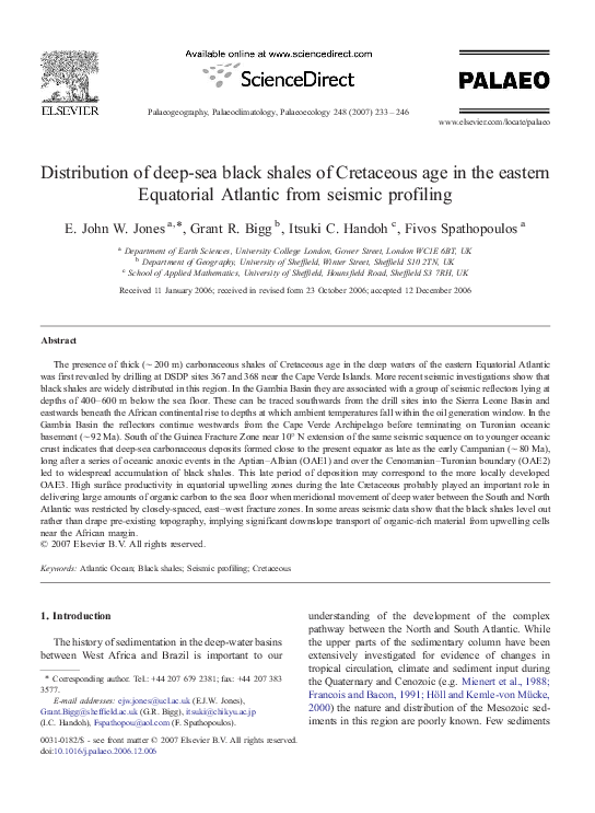 (PDF) Distribution of deep-sea black shales of Cretaceous age in the ...