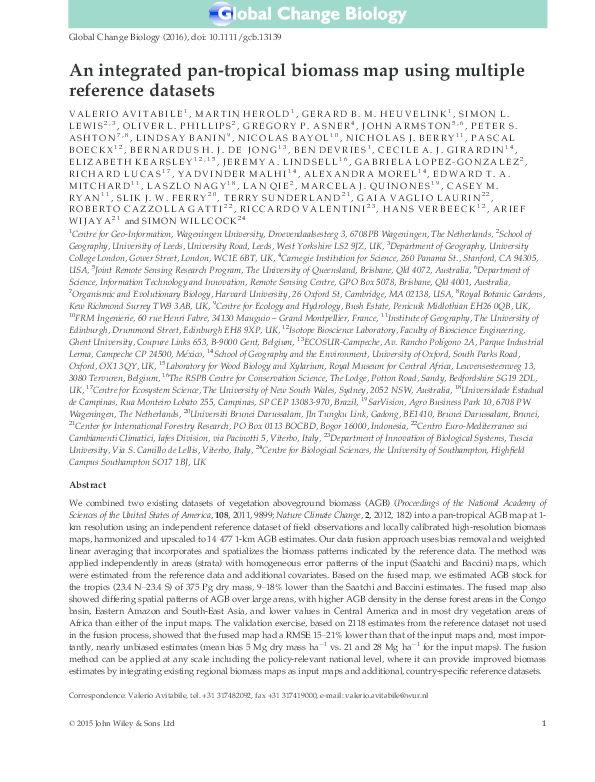 (PDF) An integrated pan-tropical biomass map using multiple reference ...
