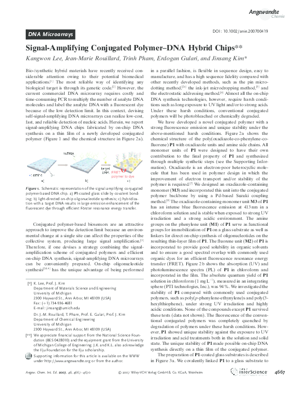 (PDF) Signal-Amplifying Conjugated Polymer–DNA Hybrid Chips