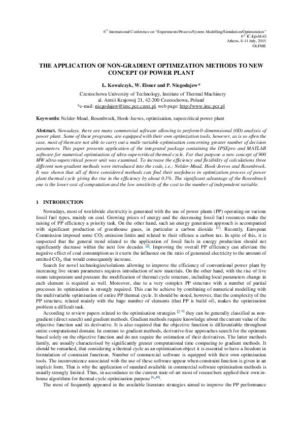 (PDF) The Application of Non-Gradient Optimization Methods to New ...