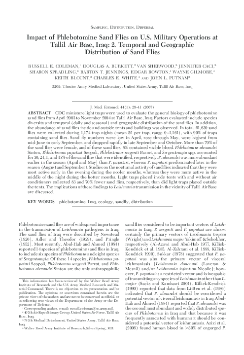 (PDF) Impact of Phlebotomine Sand Flies on U.S. Military Operations at ...