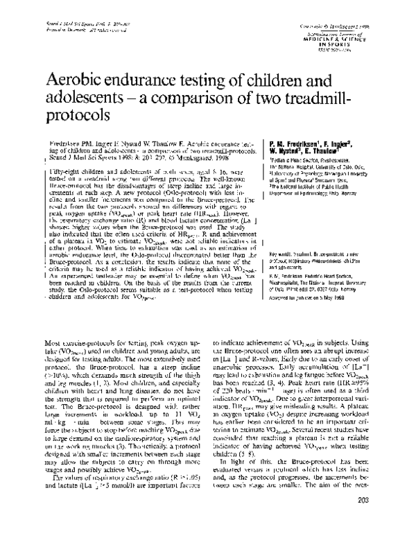 (PDF) Aerobic endurance testing of children and adolescents-a ...