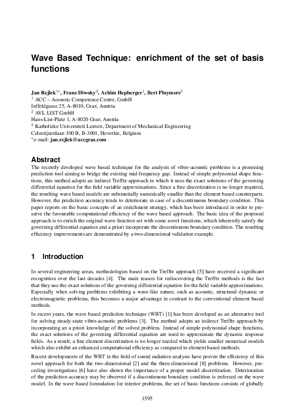 Pdf Wave Based Technique Enrichment Of The Set Of Basis Functions