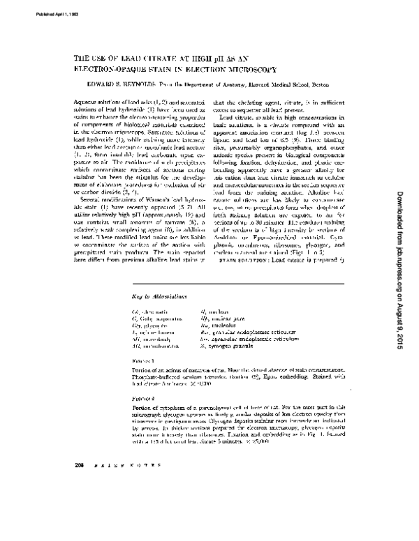 (PDF) THE USE OF LEAD CITRATE AT HIGH pH AS AN ELECTRON-OPAQUE STAIN IN ...