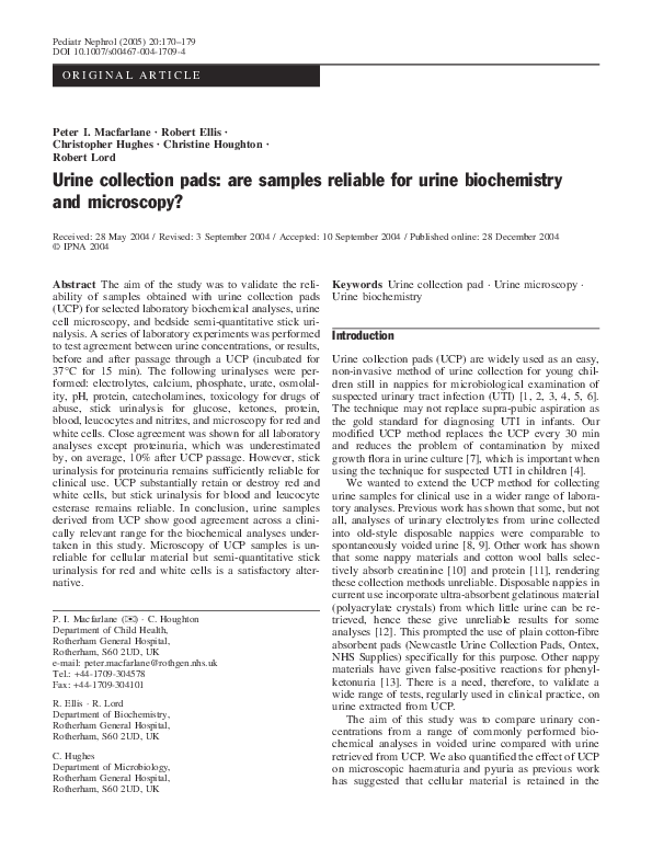 (PDF) Urine collection pads: are samples reliable for urine ...