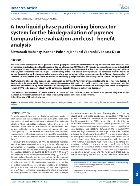 (PDF) A two liquid phase partitioning bioreactor system for the ...