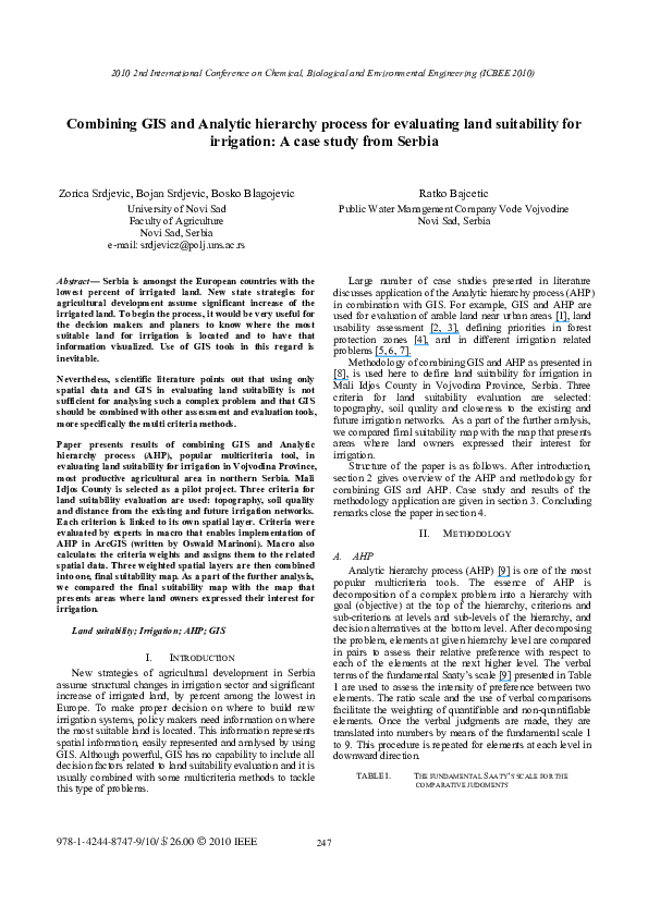 Pdf Combining Gis And Analytic Hierarchy Process For Evaluating Land Suitability For