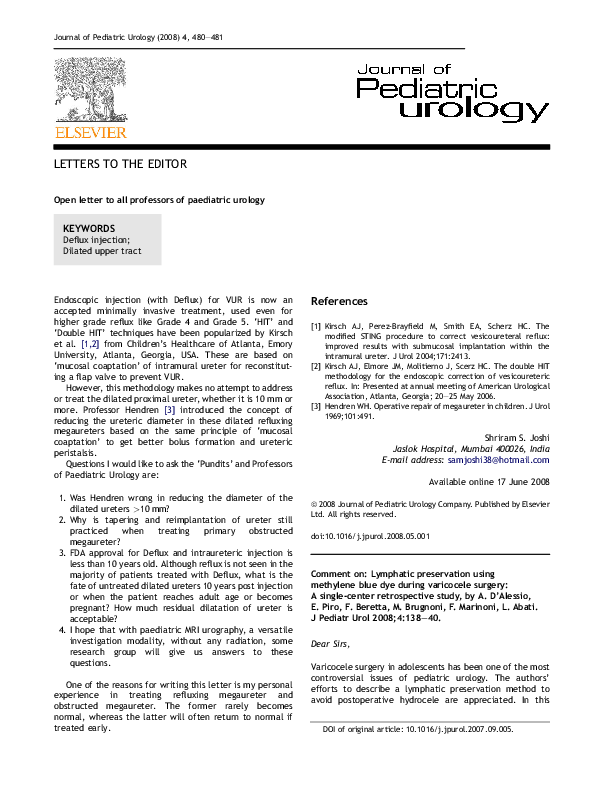 (PDF) Open letter to all professors of paediatric urology