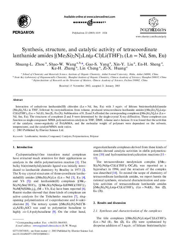 (PDF) Synthesis, structure and catalytic activity of the first iridium ...