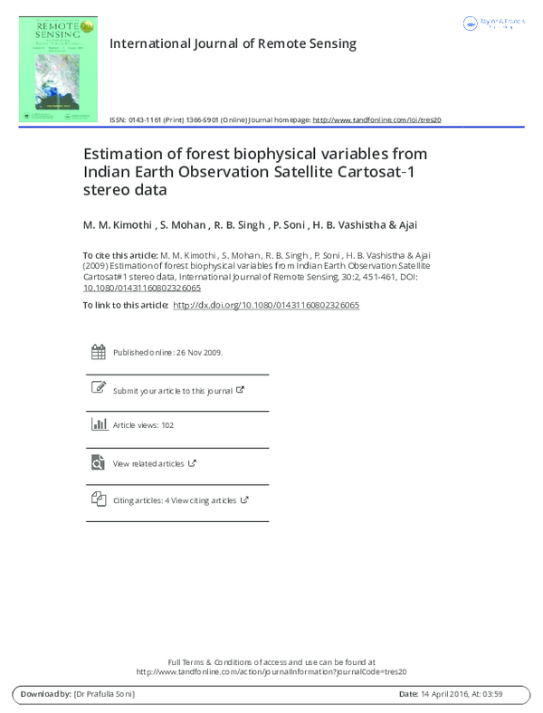 (PDF) International Journal of Remote Sensing Estimation of forest biophysical variables from ...