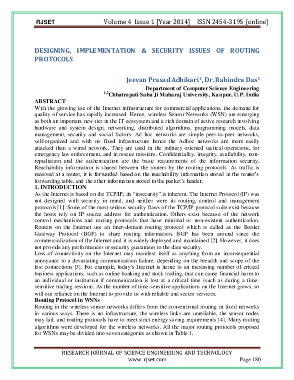 Pdf Designing Implementation And Security Issues Of Routing Protocols
