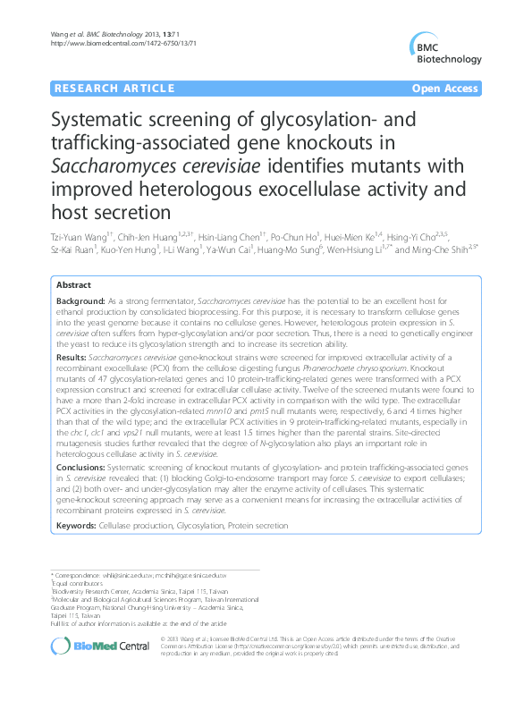 (PDF) Systematic screening of glycosylation- and trafficking-associated ...