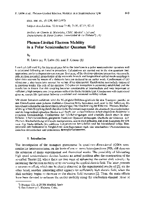 (PDF) Phonon-Limited Electron Mobility in a Polar Semiconductor Quantum ...