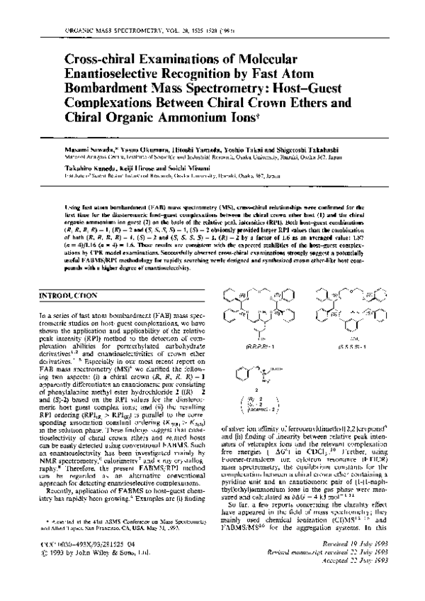 (PDF) Cross-chiral examinations of molecular enantioselective recognition by fast atom ...