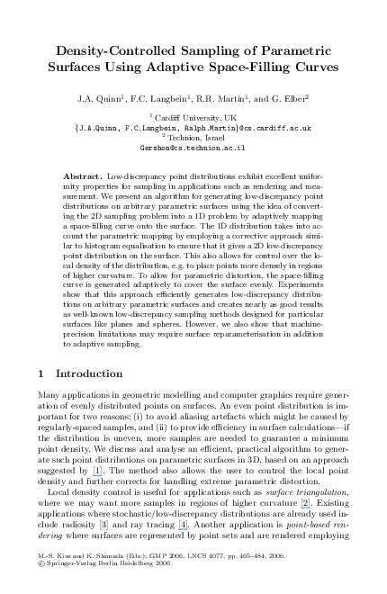 (PDF) Density-controlled sampling of parametric surfaces using adaptive ...